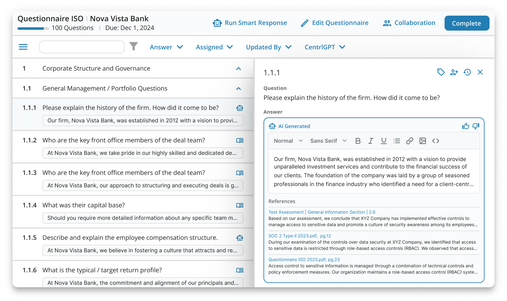 The First Of Its Kind Generative AI Solution For Questionnaire ...